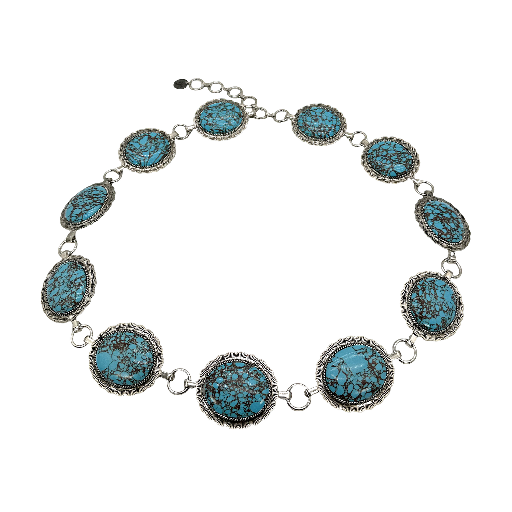 Women's Turquoise Stone Slab Round Concho Chain Belt Lucky & Blessed ...