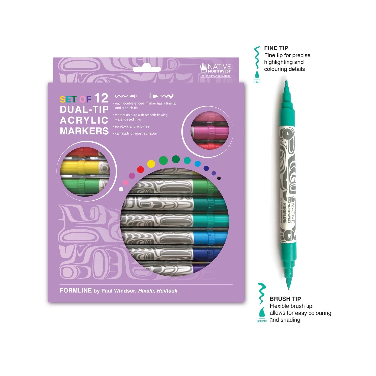 Indigenous Art Felt Markers - 12 Pack - Traditional or Metallic ...