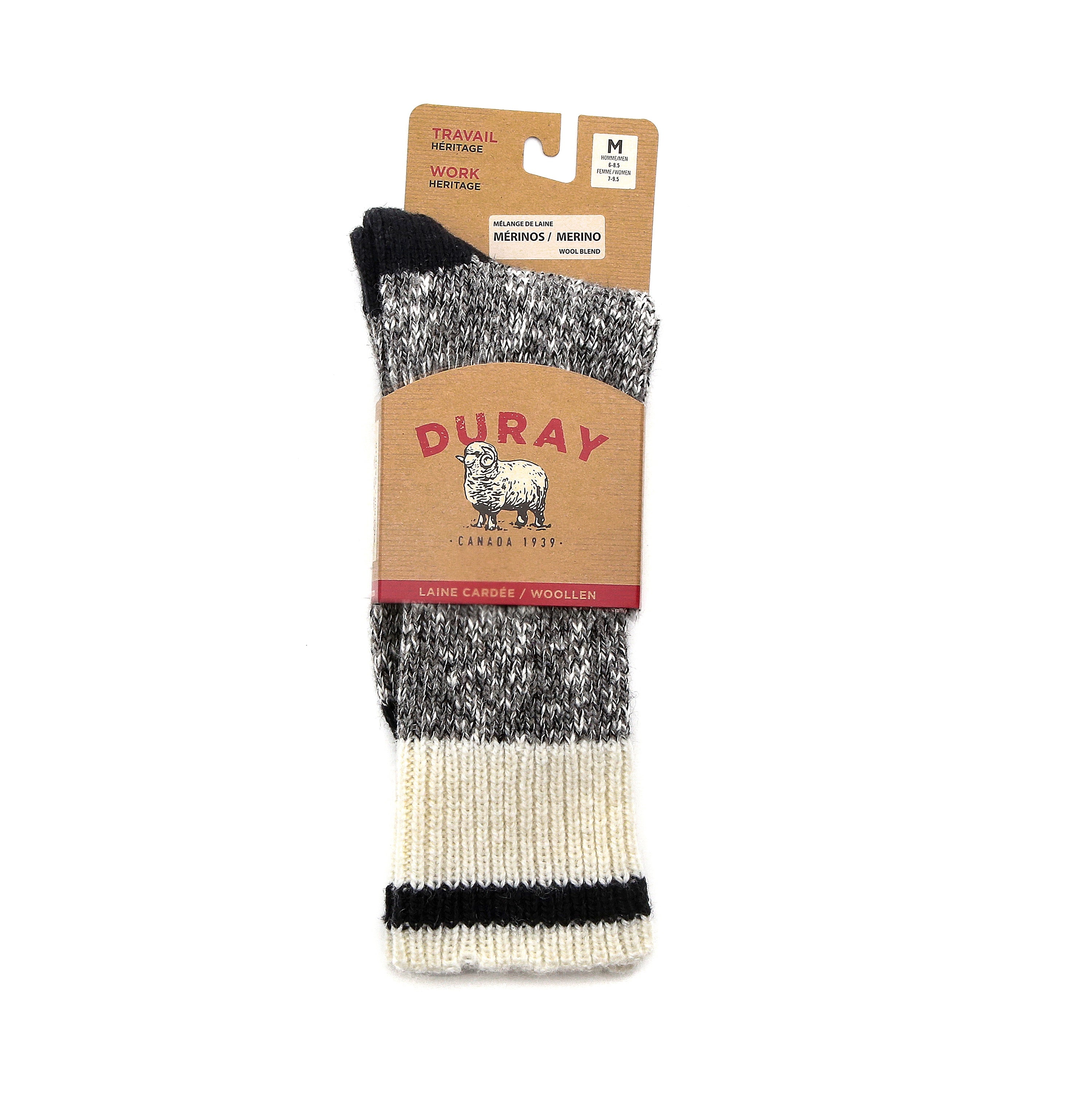 Duray 100% Canadian Made Marled Wool Universal Work Crew Socks ...