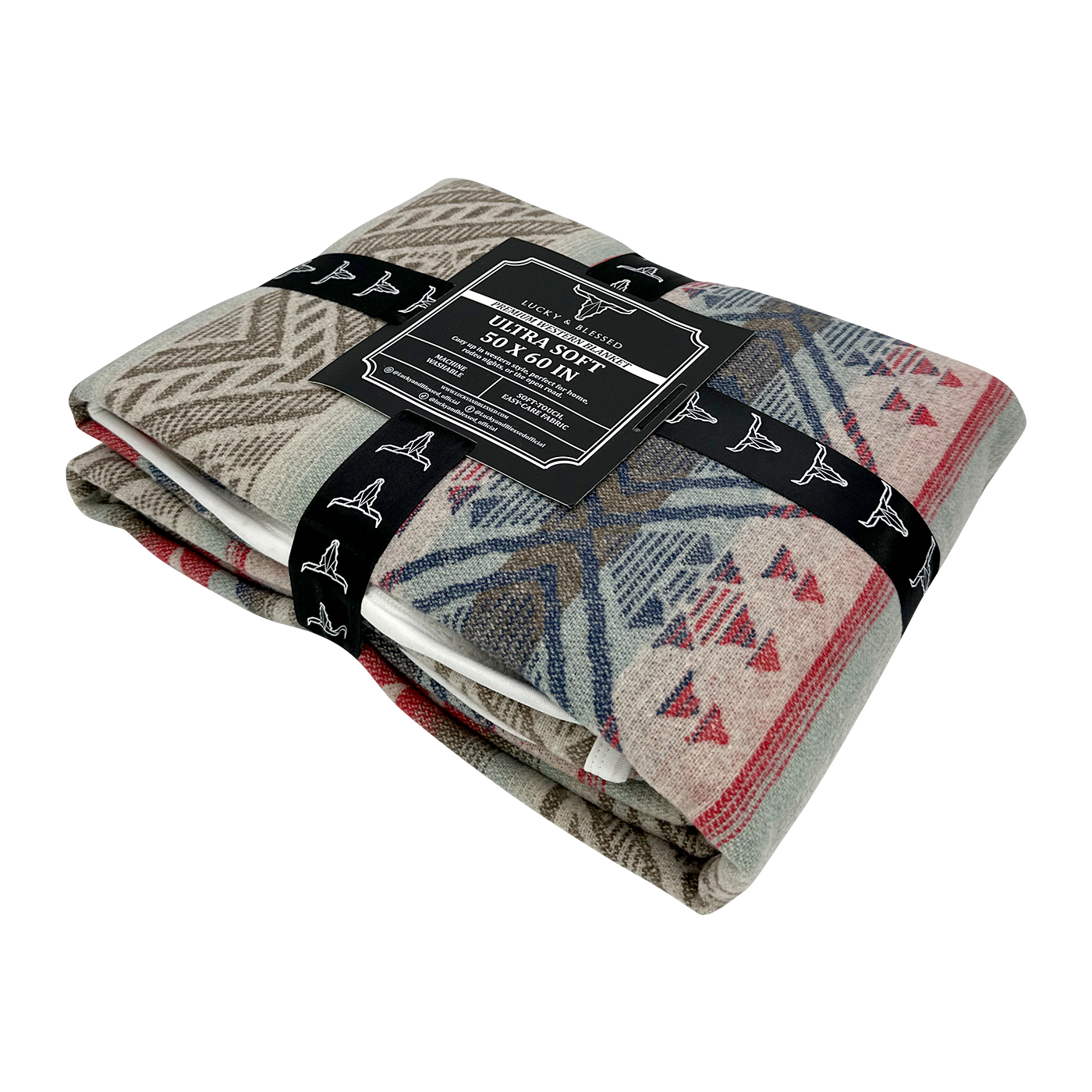 Aztec Sherpa Throw Blankets 50x60" Easy-Care Fabric Lucky & Blessed ...